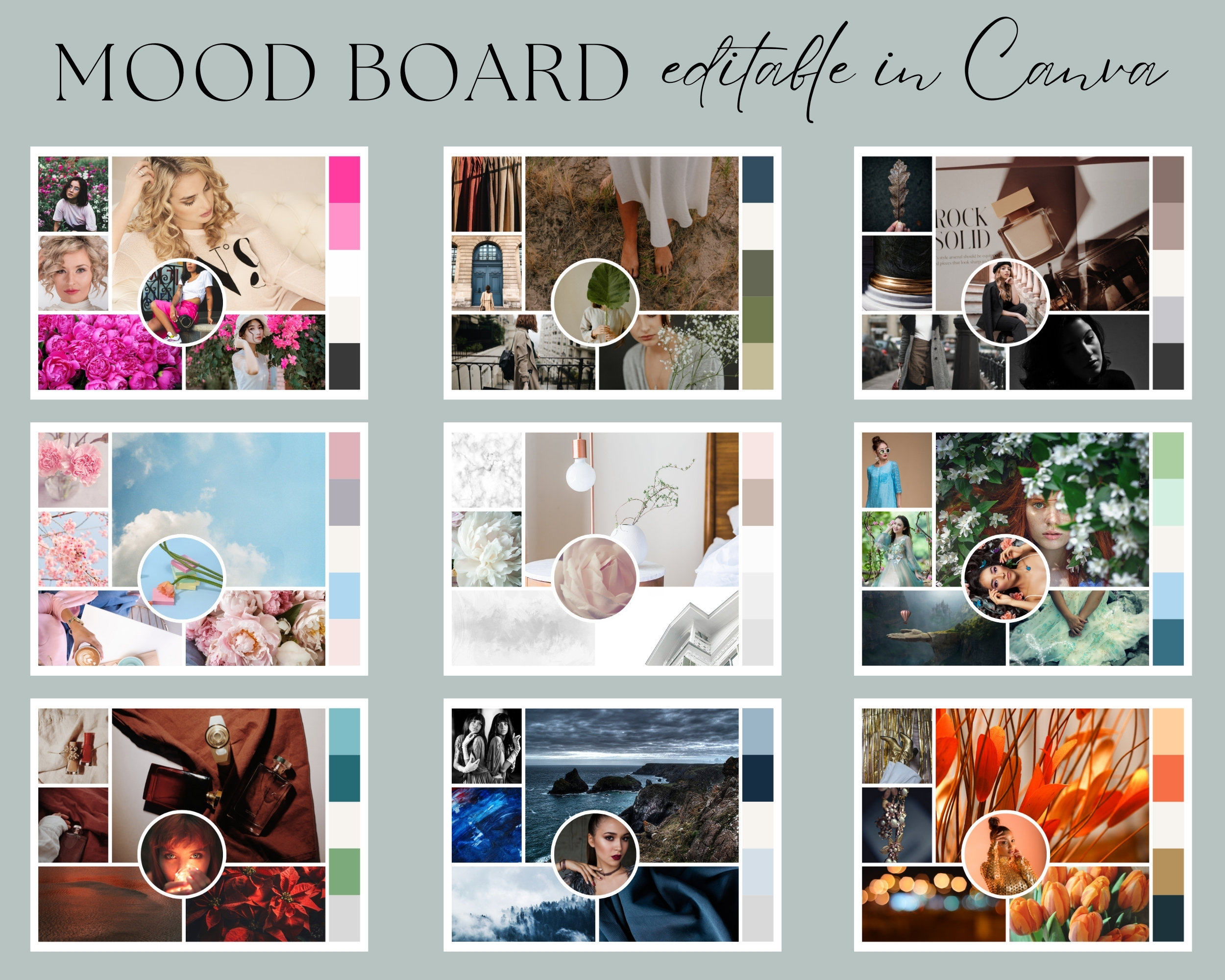 Canva Mood Board Bundle, Canva Vision Board Templates, Editable Mood ...