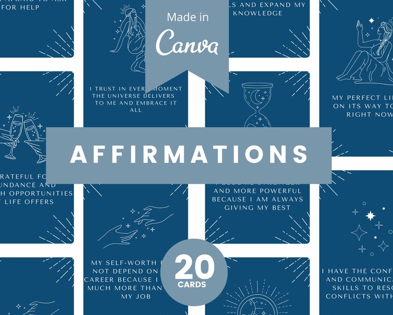Affirmation Cards Template Canva Affirmation Station - Etsy