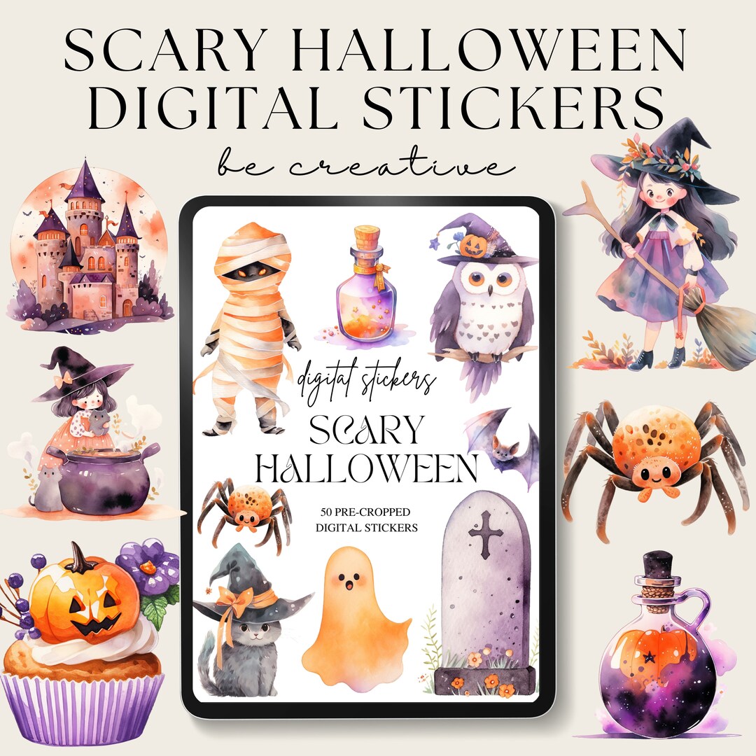 Scary Halloween Digital Stickers, Goodnotes Celestial Stickers, Png ...