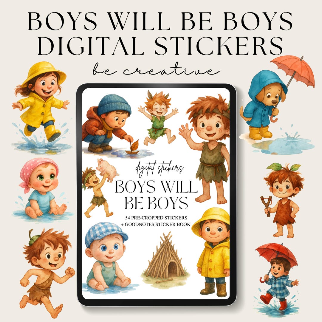 Boys Will Be Boys Digital Stickers, Outdoor Adventure Clipart ...
