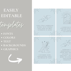 Affirmation Cards Template Canva Boundaries Affirmation - Etsy