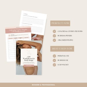 CBT Body Image Worksheets | Printable Therapy Workbook | Self-esteem ...