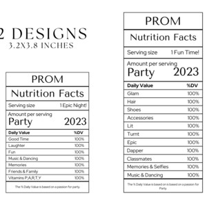 Prom Nutrition Facts | Printable DIY Present | Canva Templates ...