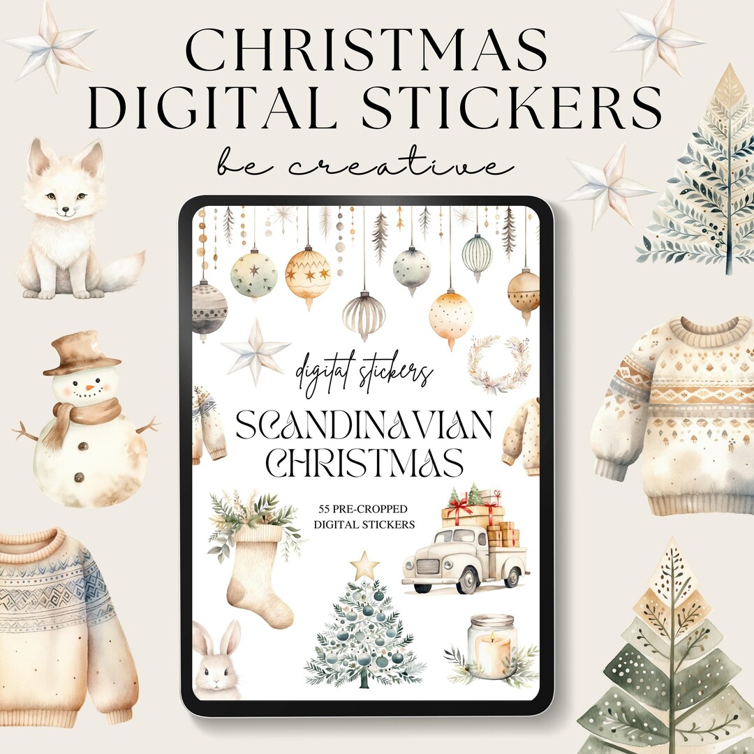 White Christmas Digital Planner Stickers | Digital Sticker Book ...