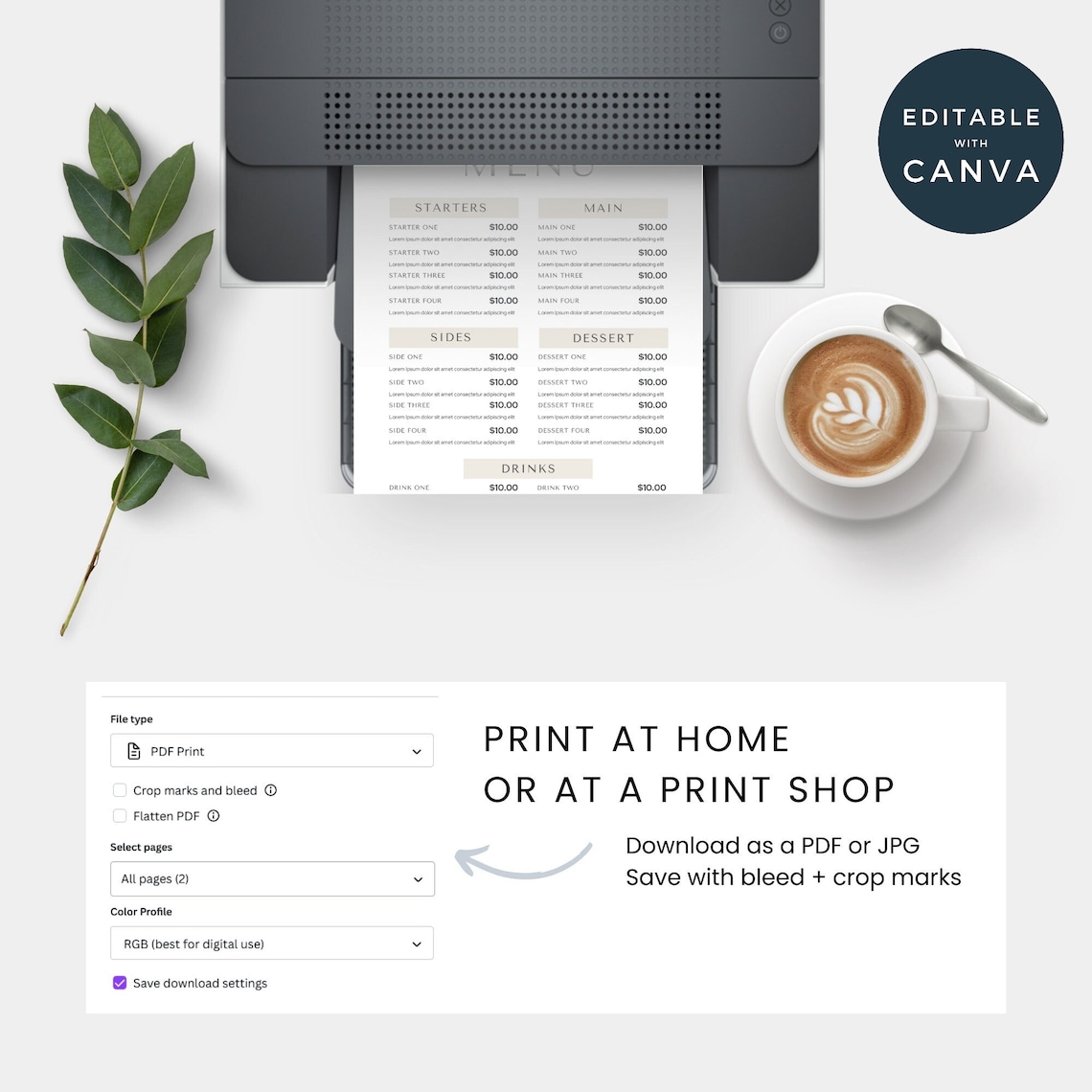 Restaurant Menu Template Pdf Instant Download Digital - Etsy