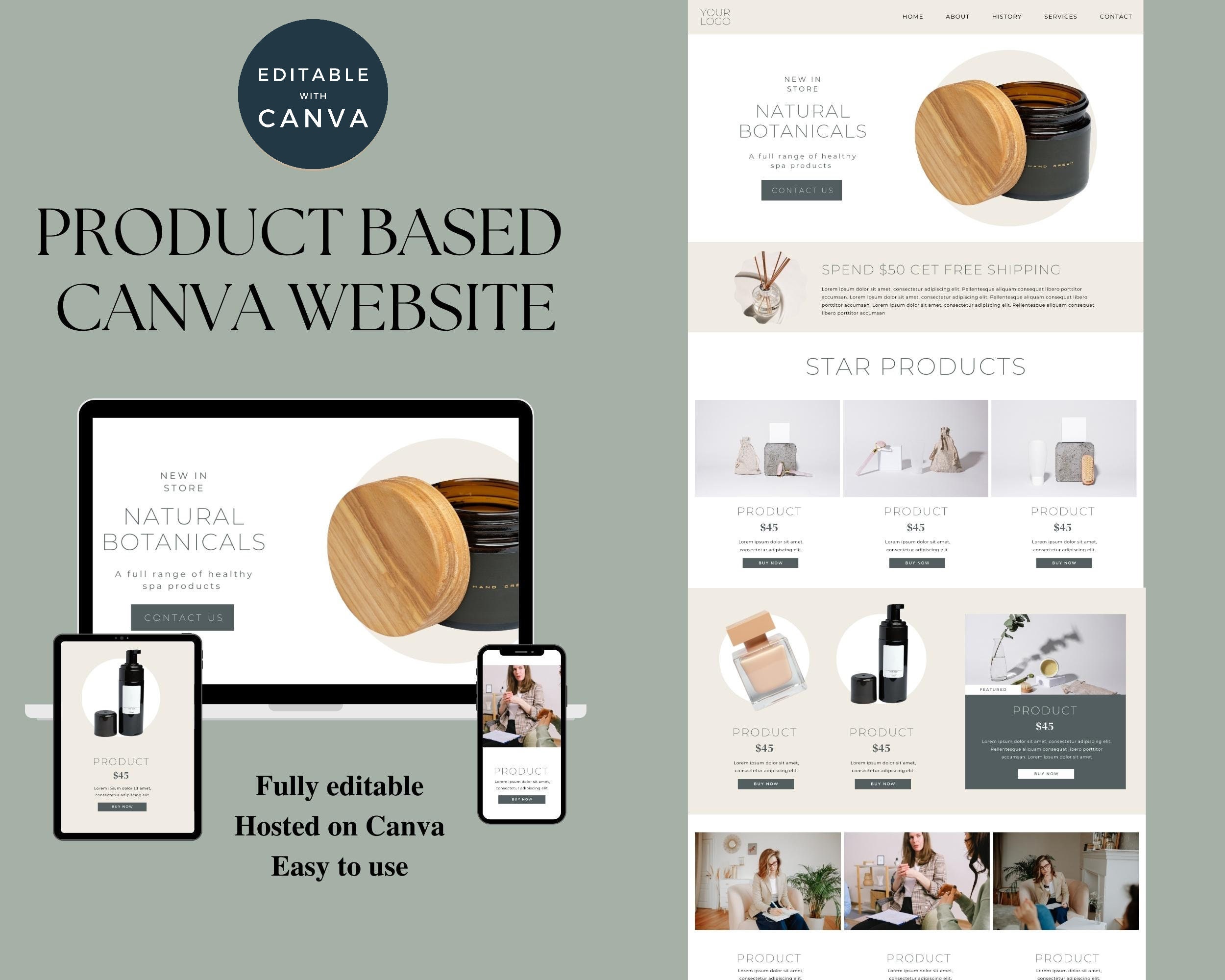 Product Based Canva Template, Canva Website Template, Canva Sales Page ...