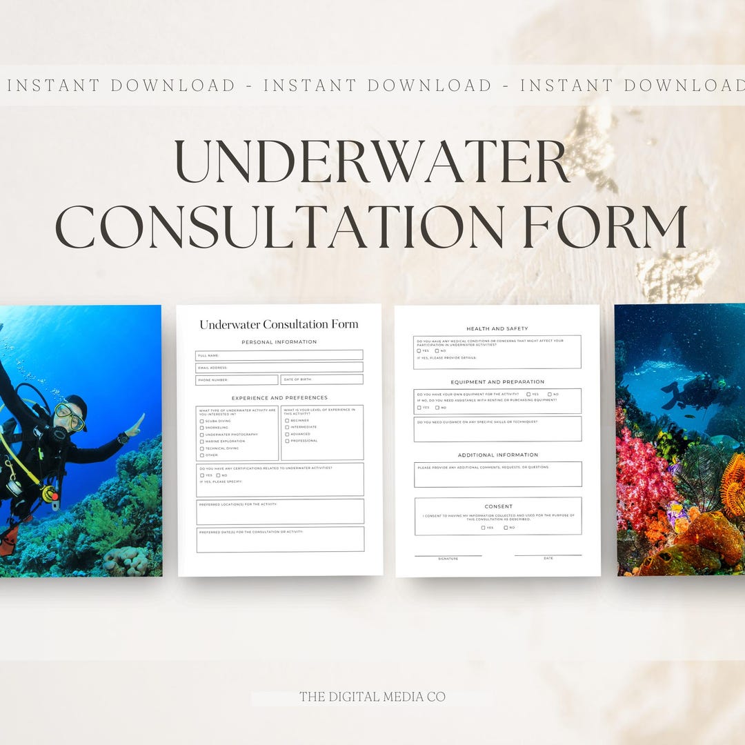 Underwater Consultation Form Template | Editable Scuba Diving Waiver ...