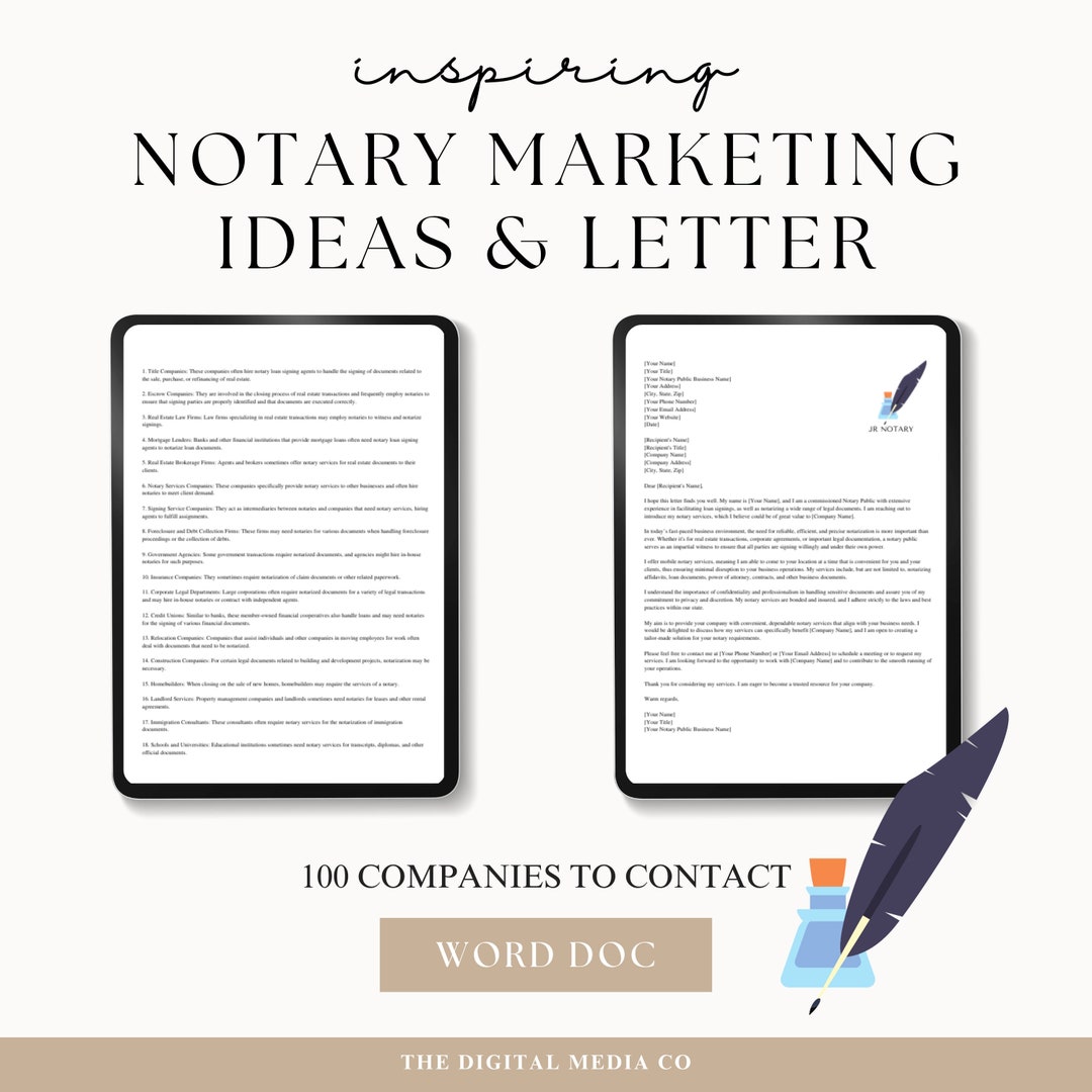 100 Companies for Notary Marketing, Public Notary Business Letter, Loan ...