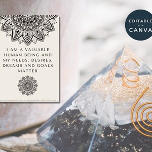 Boho Affirmation Cards Template Canva, Affirmation Station, Printable ...