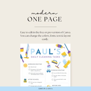 Kids Editable Cleaning Schedule | Printable Daily Cleaning Checklist ...