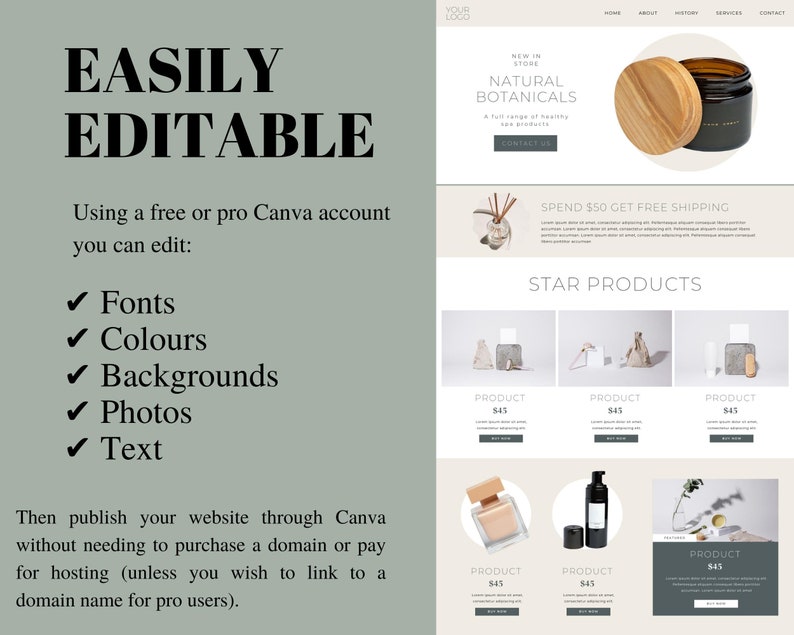 Product Based Canva Template Canva Website Template Canva - Etsy