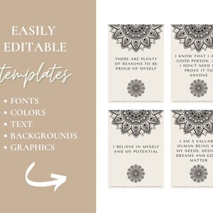 Boho Affirmation Cards Template Canva, Affirmation Station, Printable ...