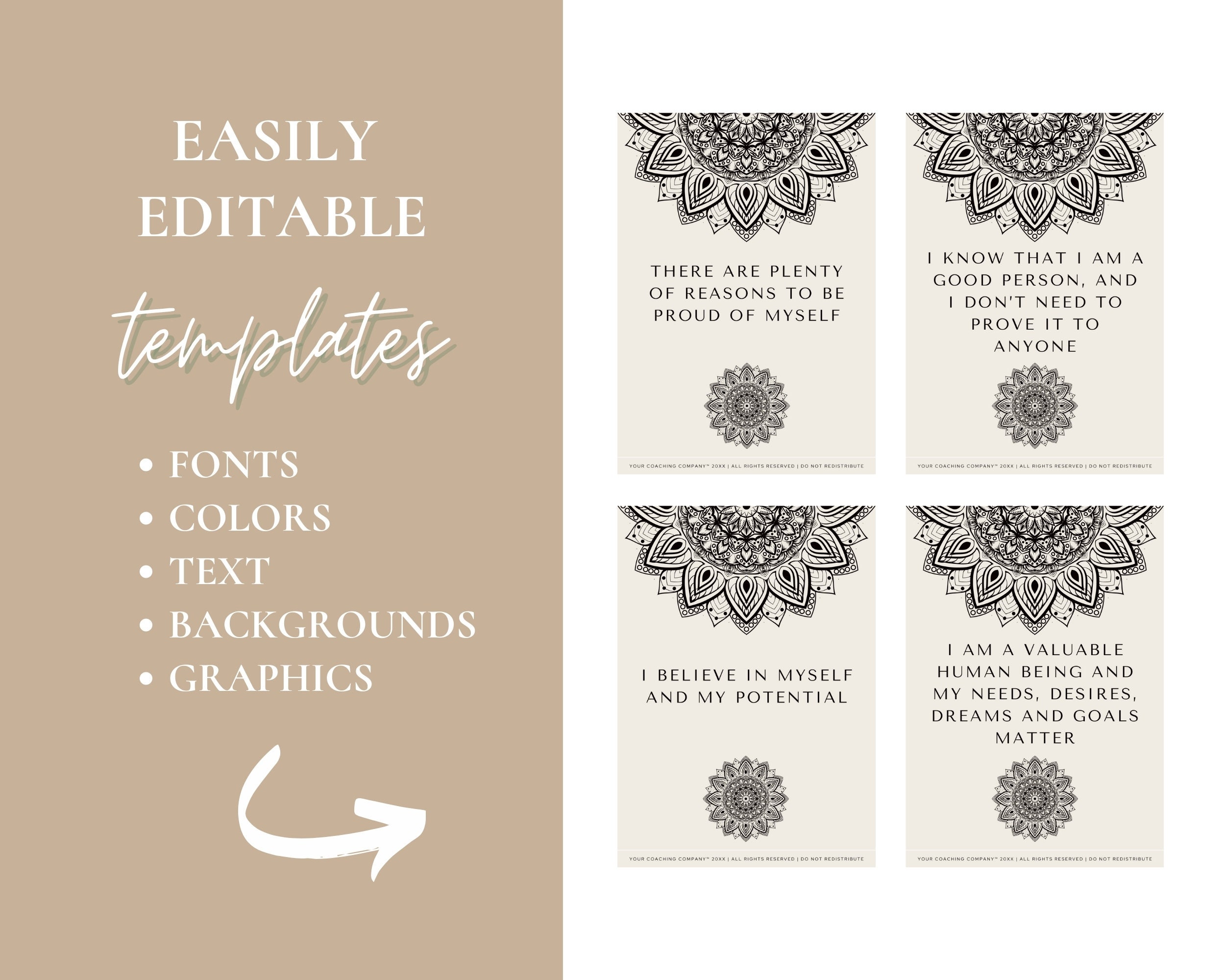Boho Affirmation Cards Template Canva Affirmation Station - Etsy