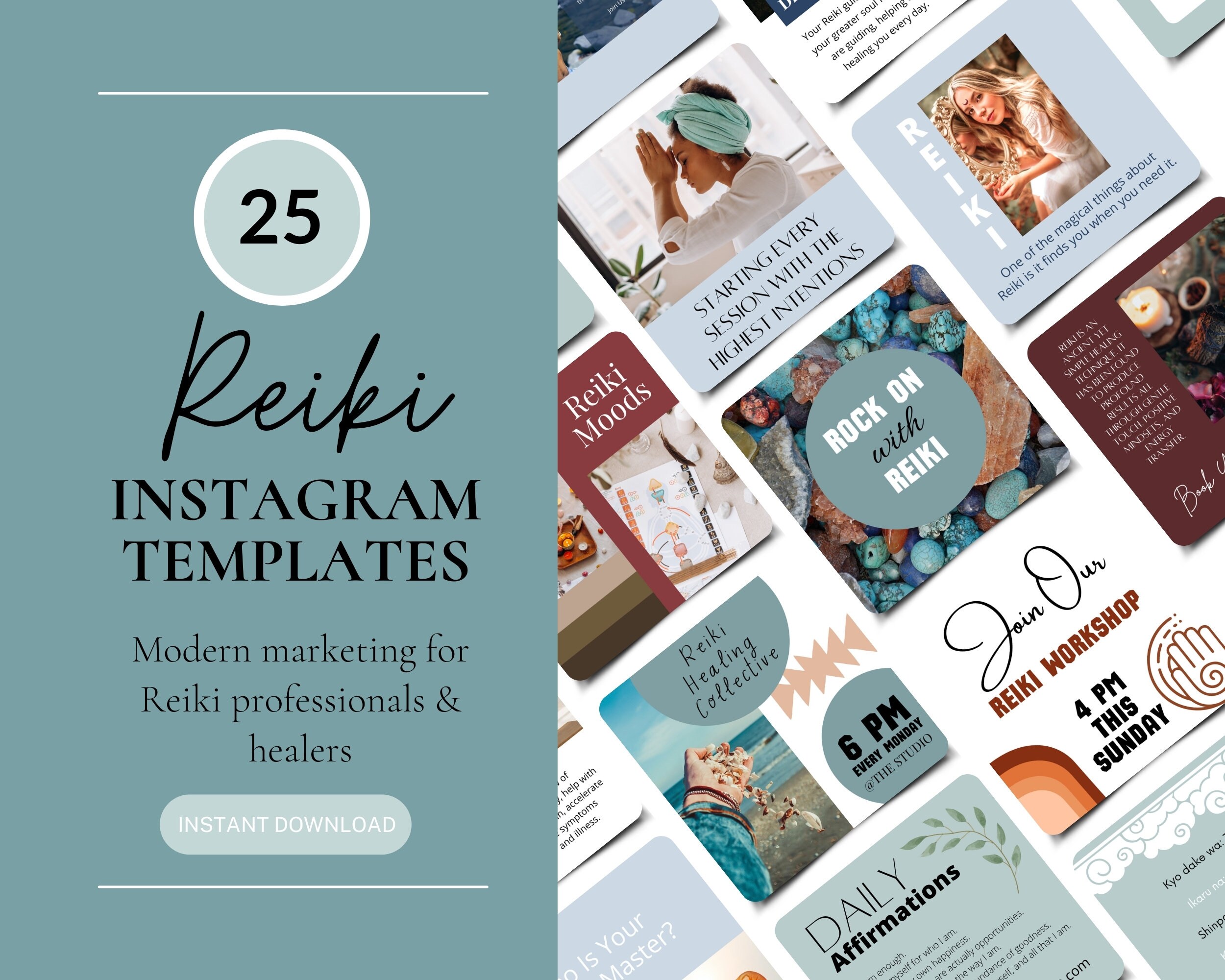 Reiki Marketing Templates Divine Aura Reiki Social Media Canva
