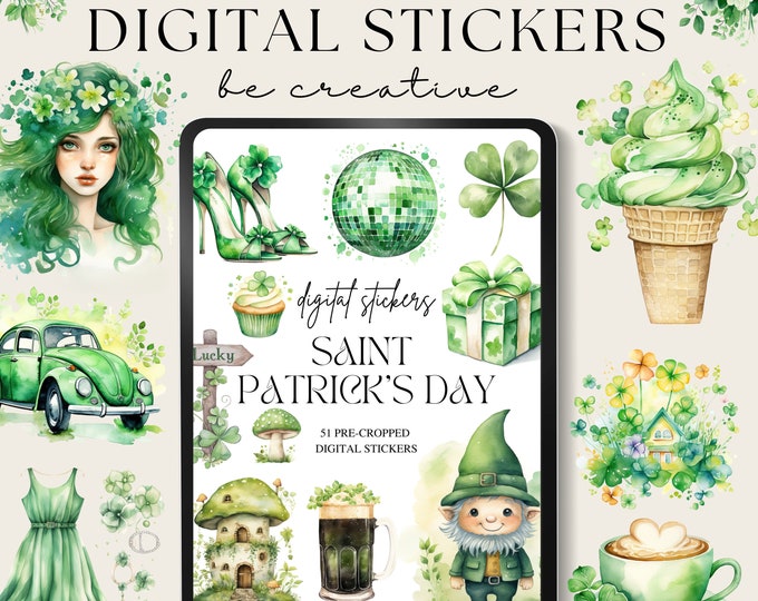 St Patrick's Day Digital Stickers, St Patricks Stickers, Holiday ...