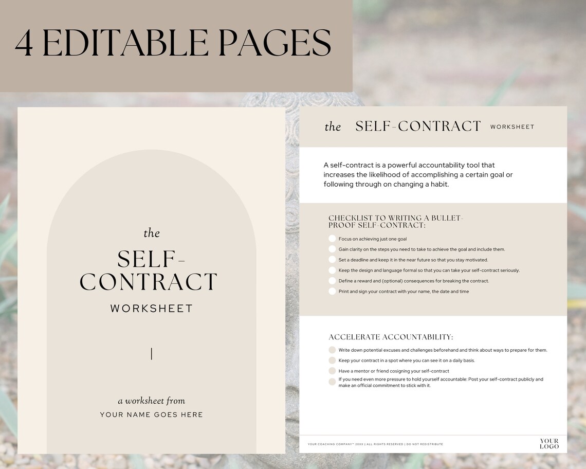 Done for You Worksheet Business Coach Self Contract Workbook - Etsy