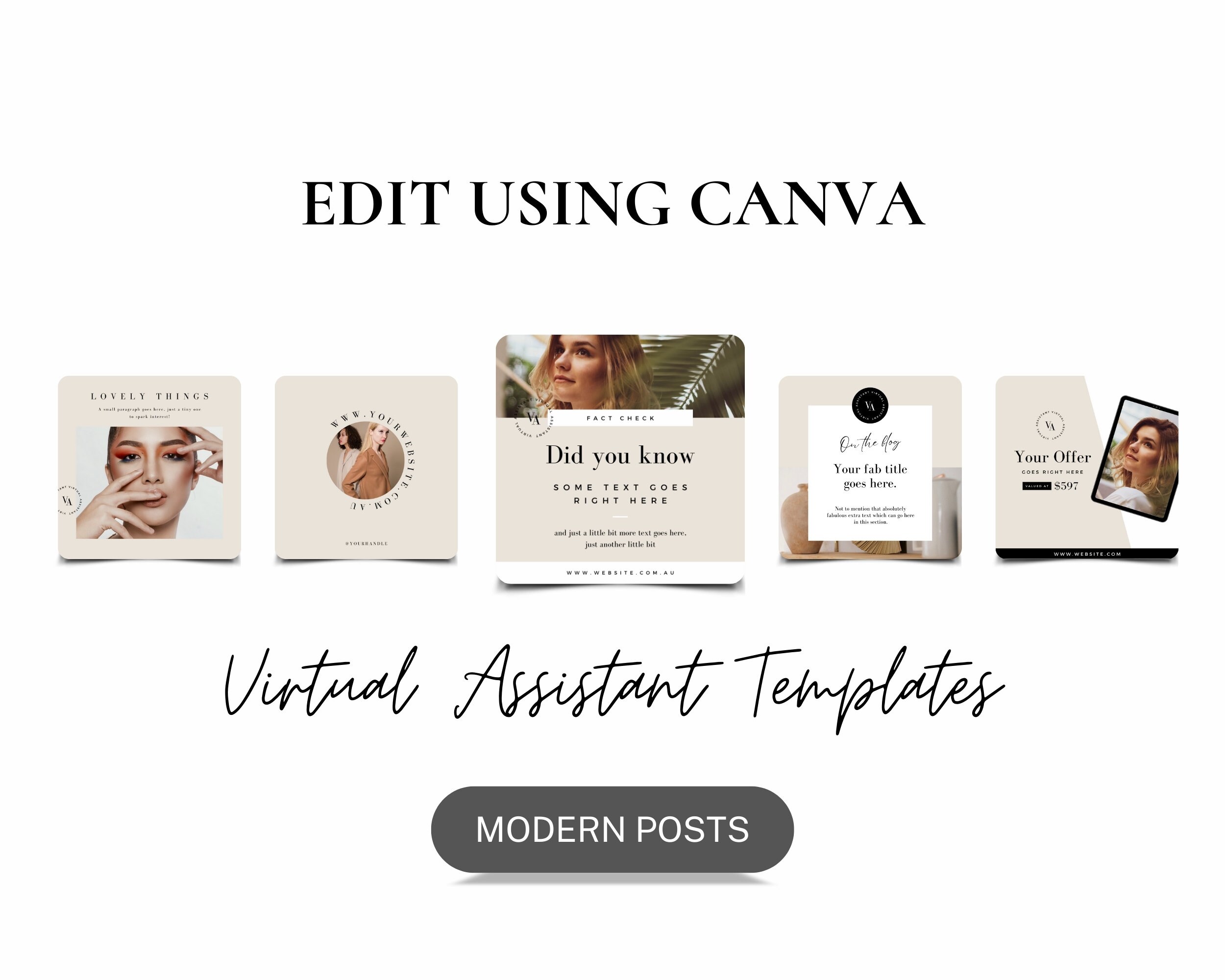 50 Virtual Assistant Instagram Templates, VA Marketing, Virtual ...