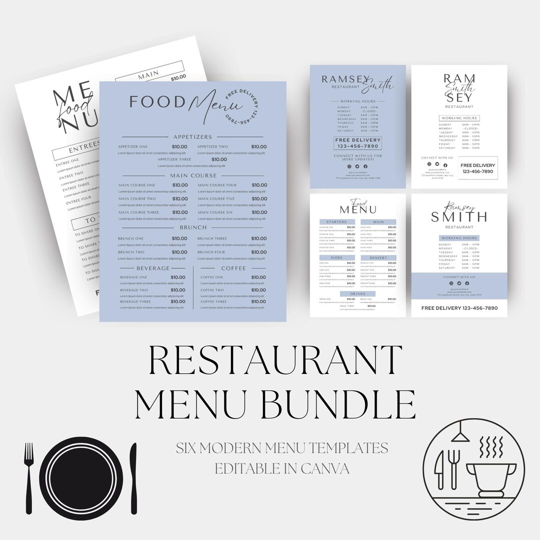 Canva Restaurant Menu Template | Food Industry Instant Download ...