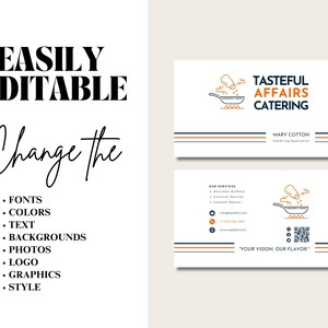 Catering Company Business Card, Printable Food and Drink Biz Card ...