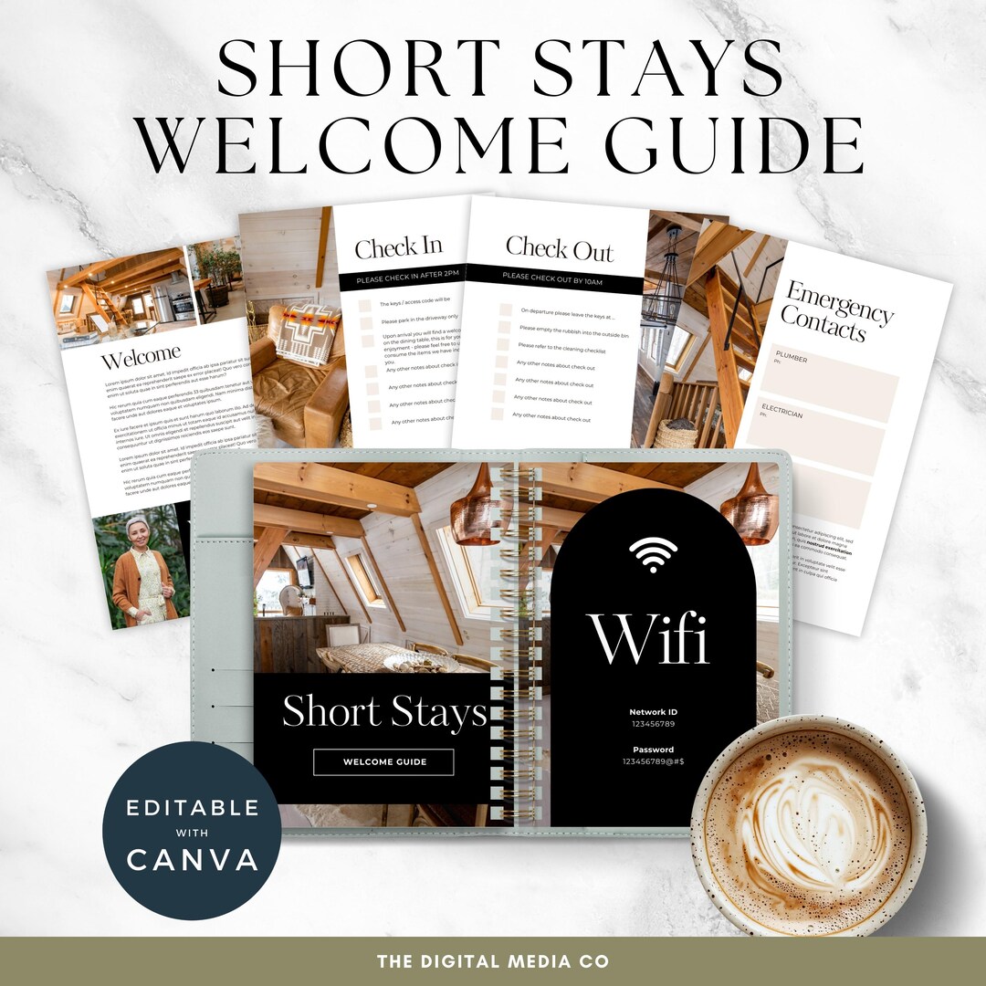 Short Term Stay Guide, Canva Airbnb Printable, Holiday Rental Download ...