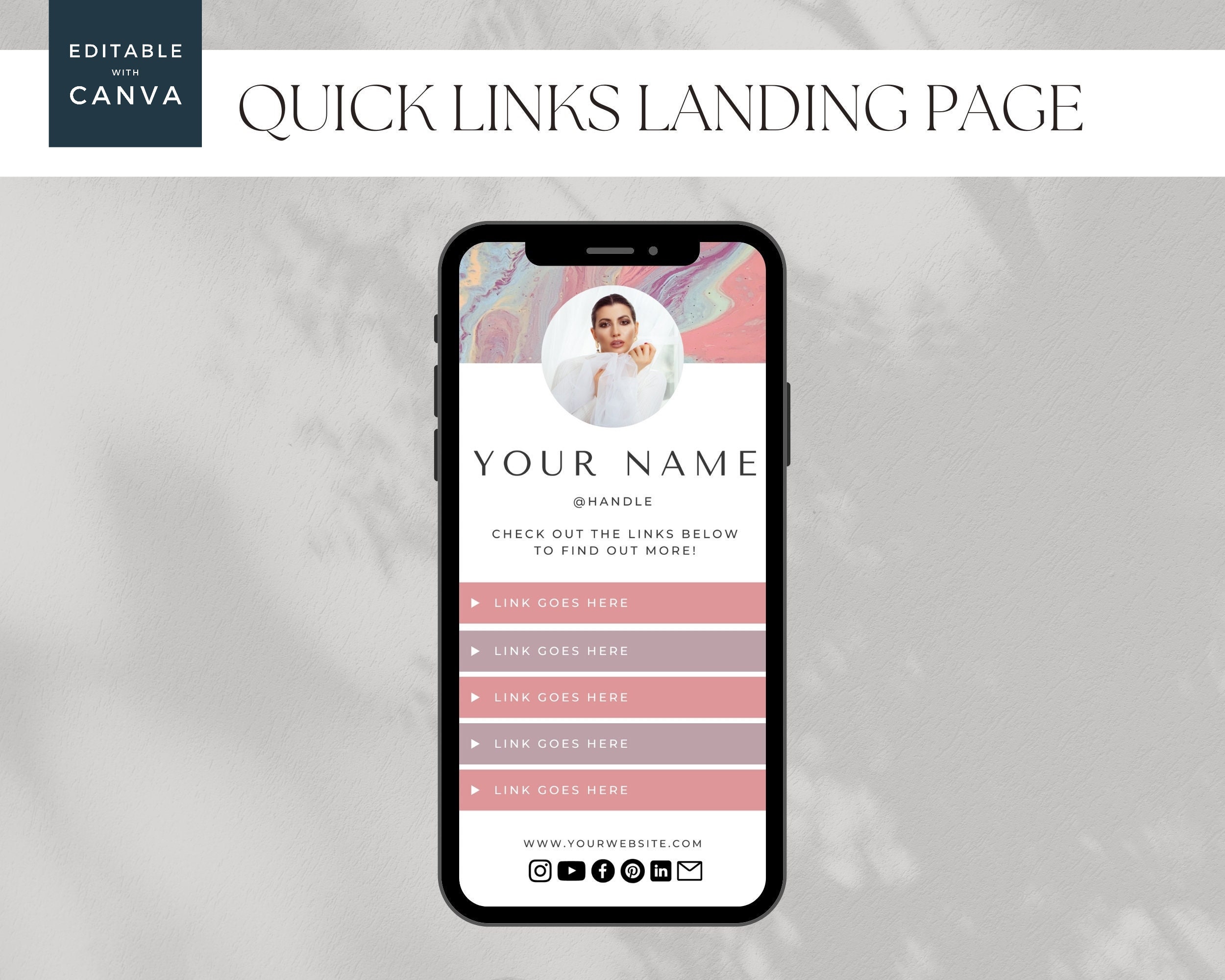Canva Bio Template Landing Page Social Media Bios Linktree - Etsy