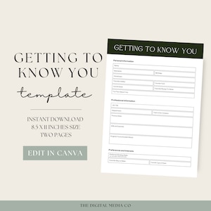 Getting to Know You Template, Printable Ice Breaker Questionnaire ...