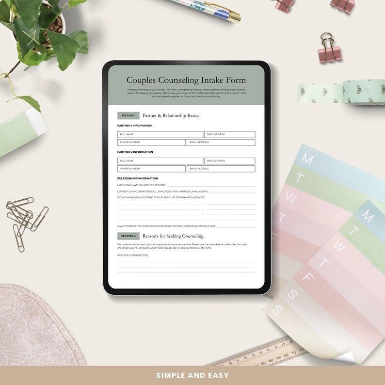 Couples Counseling Intake Form Canva Template - Etsy