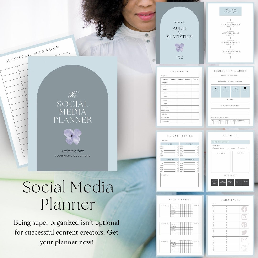 Social Media Planner 2024, Social Media Content Planner Template ...