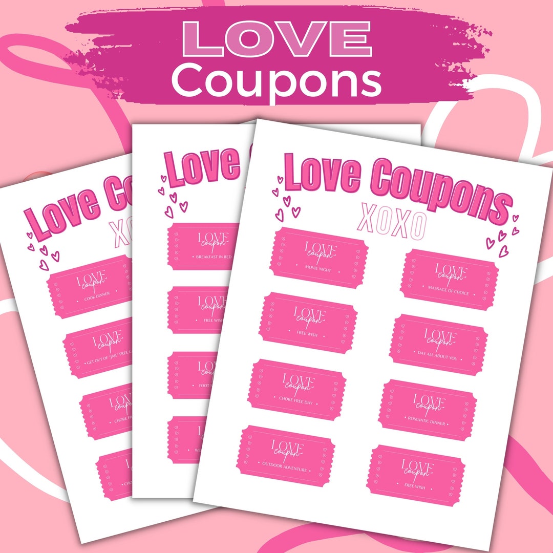 Love Coupons, Printable Romance Gift Voucher, Husband and Wife ...