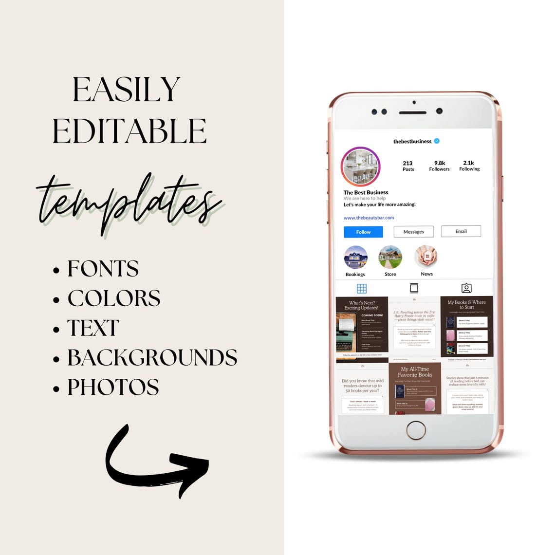 Author Social Media Templates, Editable Canva Templates for Instagram ...