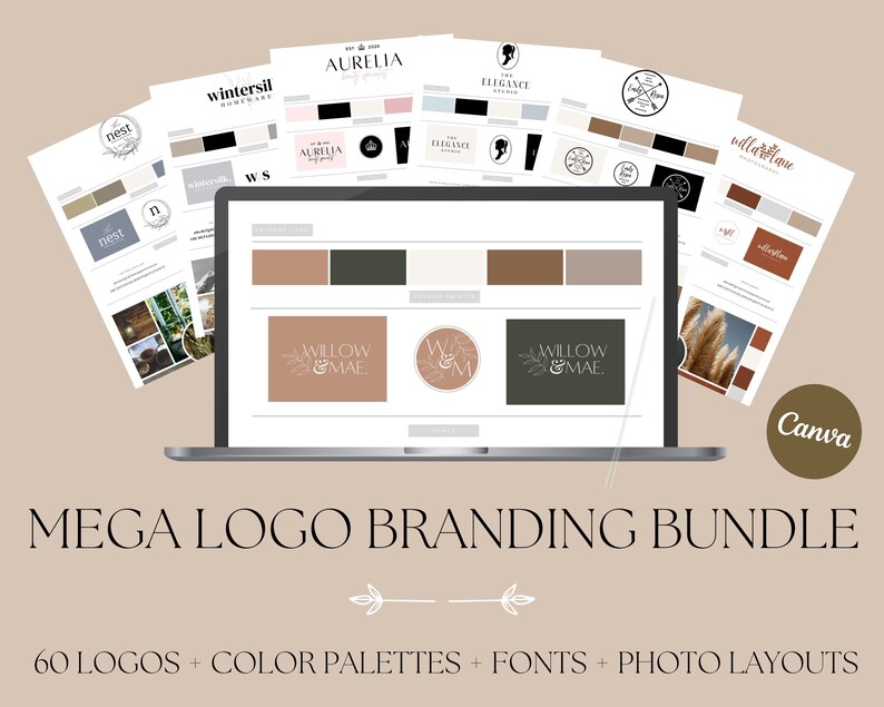 Editable Logo Brand Bundle Canva Logo Pack Canva Brand Board - Etsy