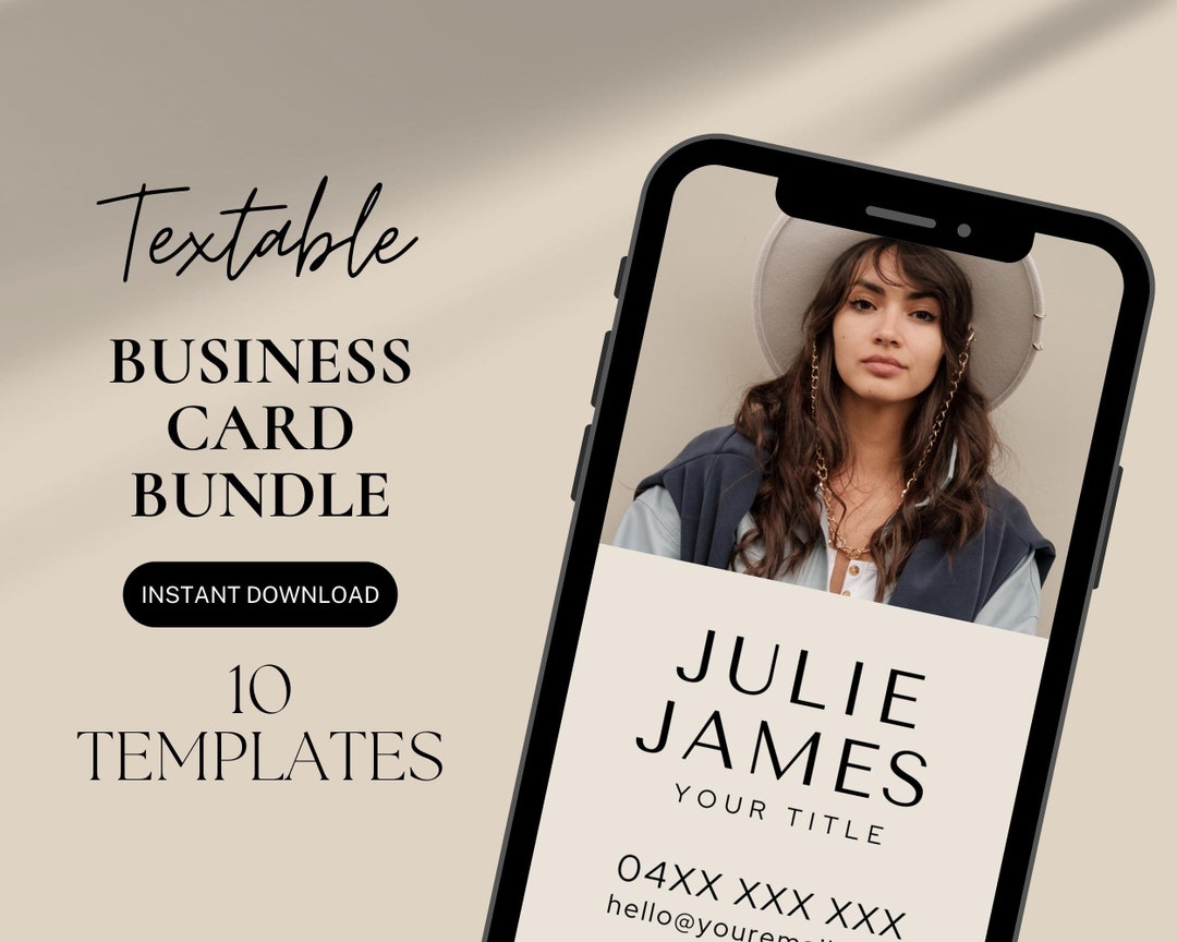Business Card Digital Canva Bundle, Editable Business Card, Textable ...
