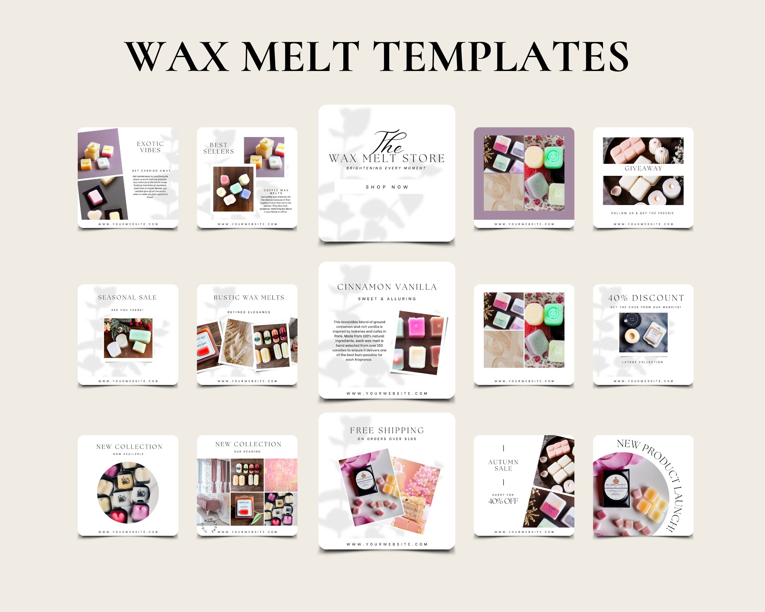 Wax Melt Instagram Templates Scented Wax Melt Social Media - Etsy