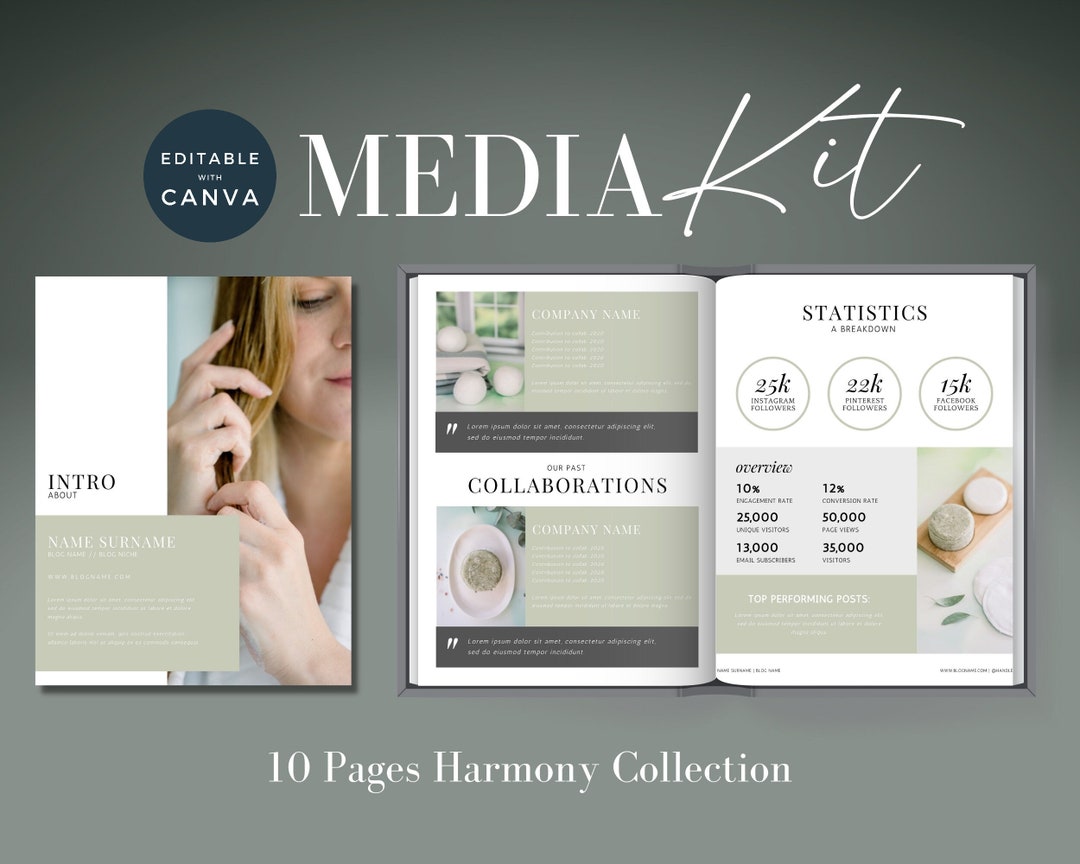 Media Kit Influencer Template Canva, Media Kit Canva Template, Media ...