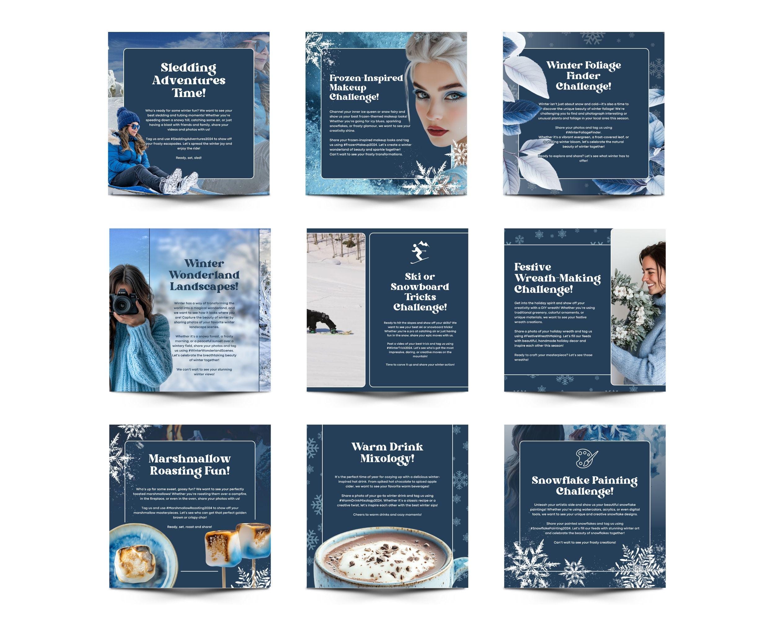 Winter Templates, Editable Canva Social Media Posts, Engagement ...