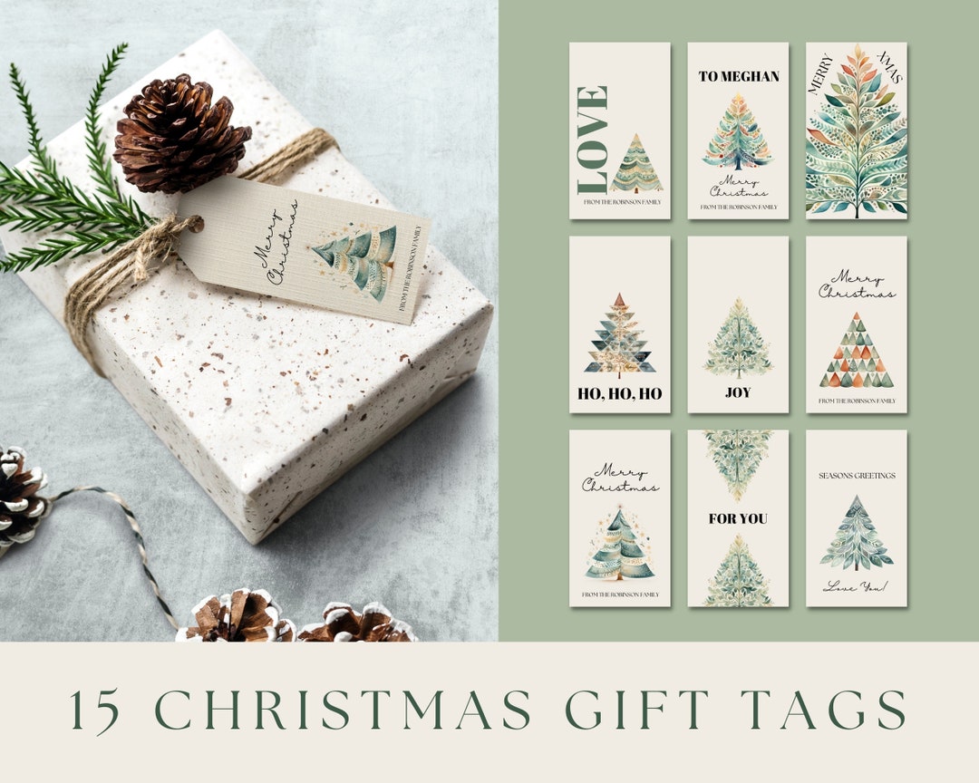 Christmas Gift Tags, Canva Xmas Template, Printable Present Tags ...
