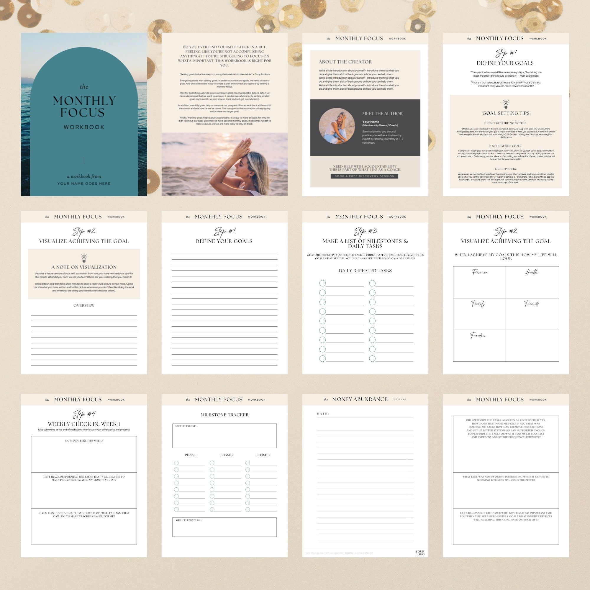 Monthly Focus Journal Canva Template, Mental Wellness Journal Template ...