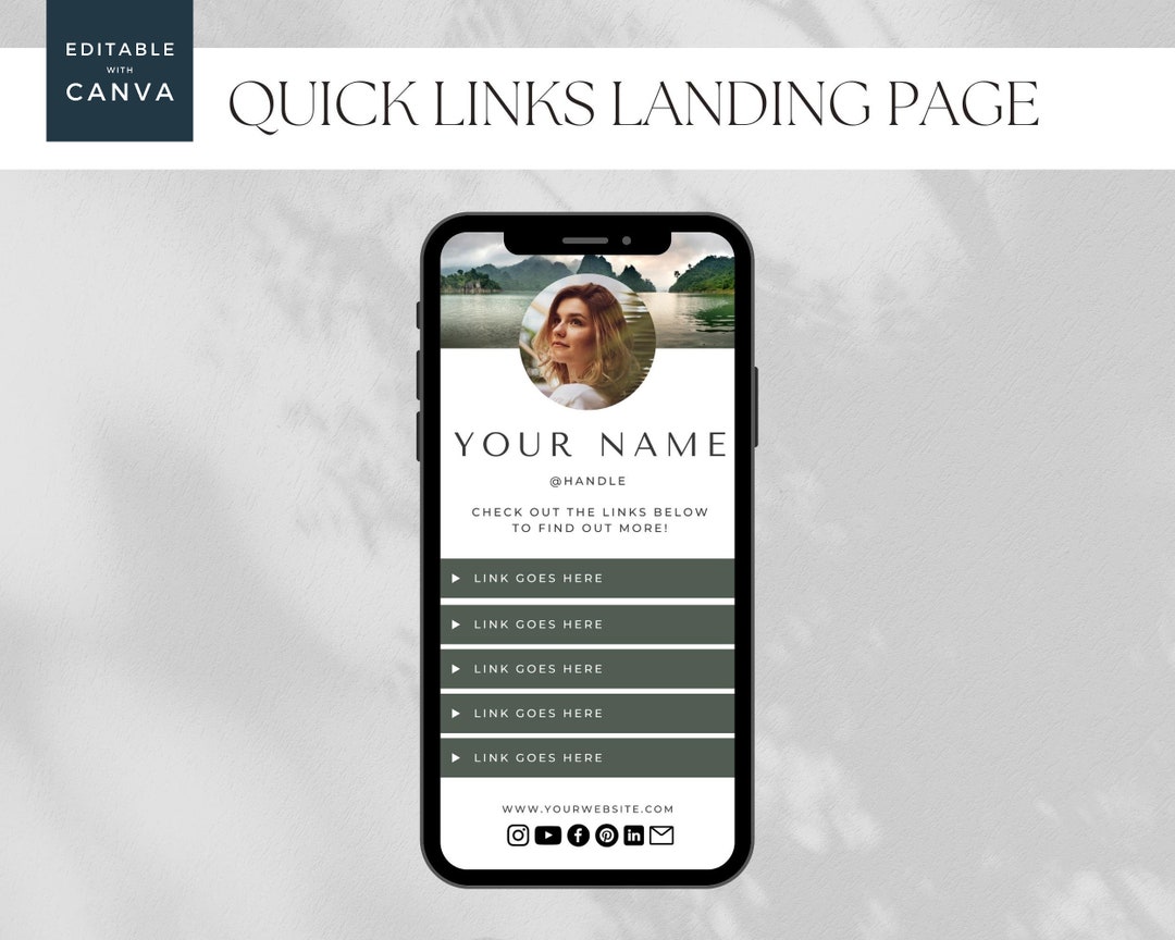 Canva Bio Template, Landing Page Social Media Bios, Linktree ...
