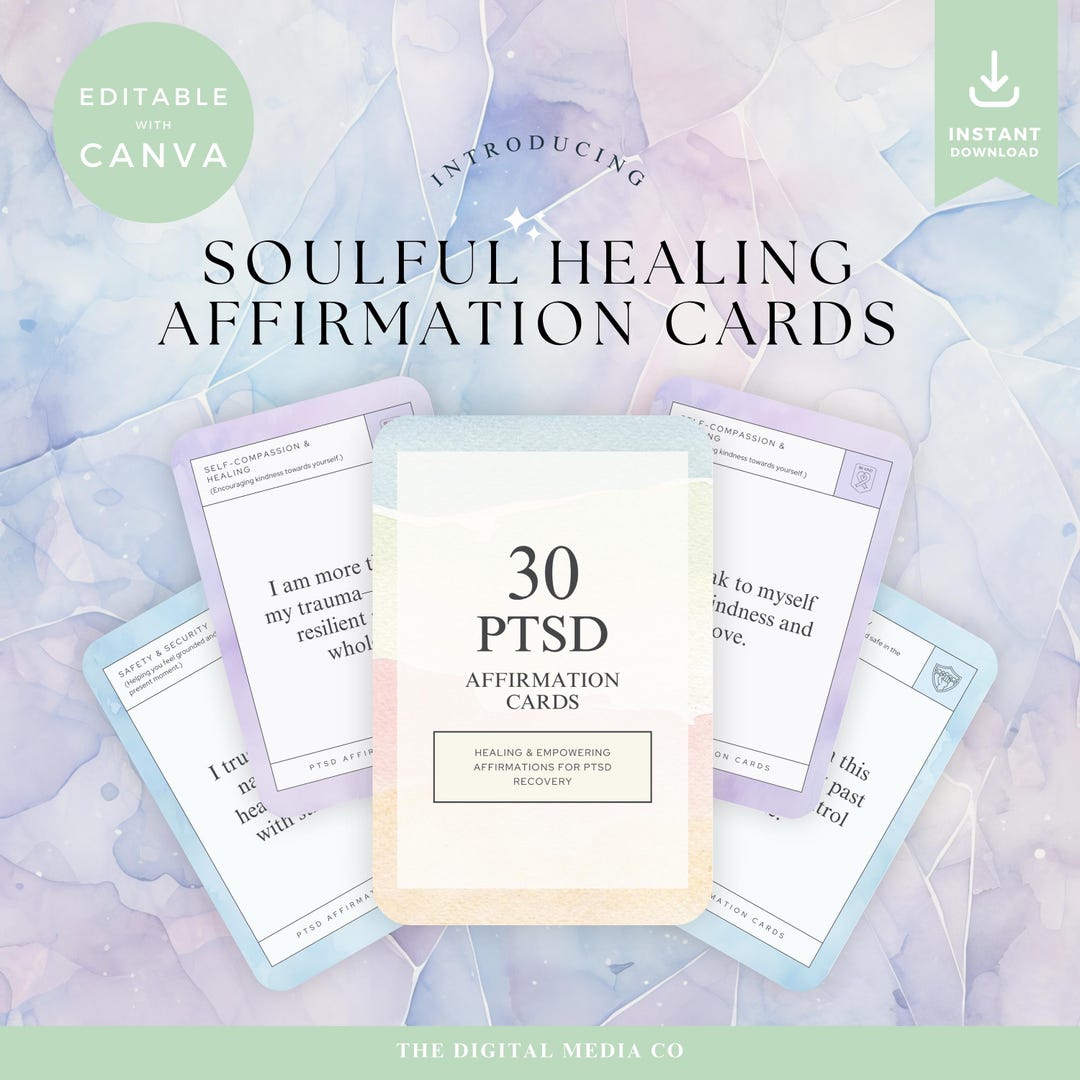PTSD Affirmation Cards, Pastel Printable Deck for Mental Health Support ...