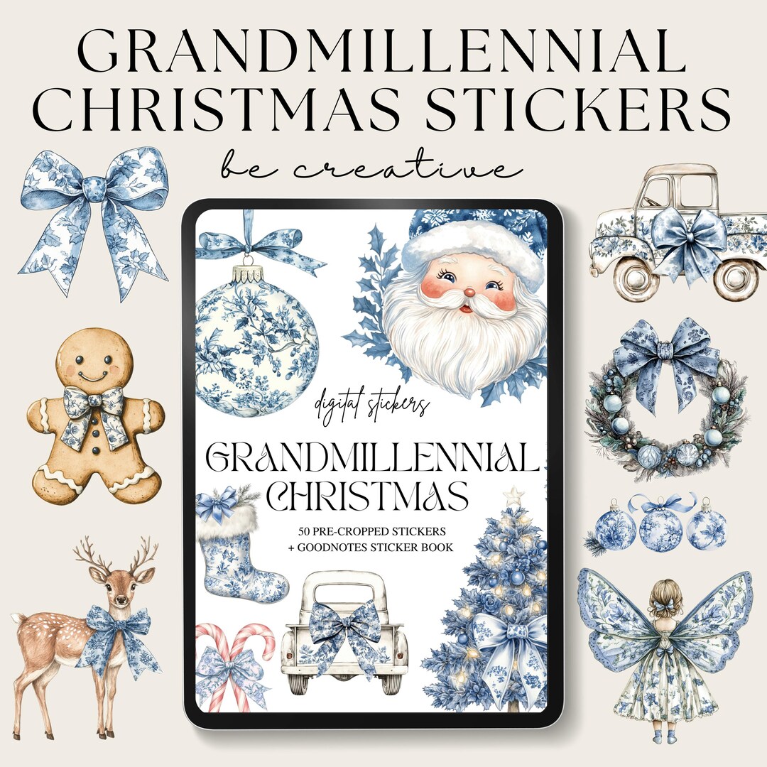 Grand Millennial Christmas Digital Planner Stickers, Goodnotes Stickers ...