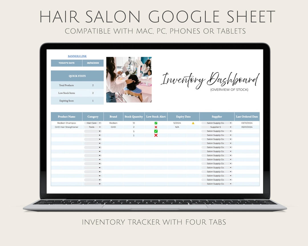 Google Sheet for Hair Salons, Business Bookkeeping Template, Income ...