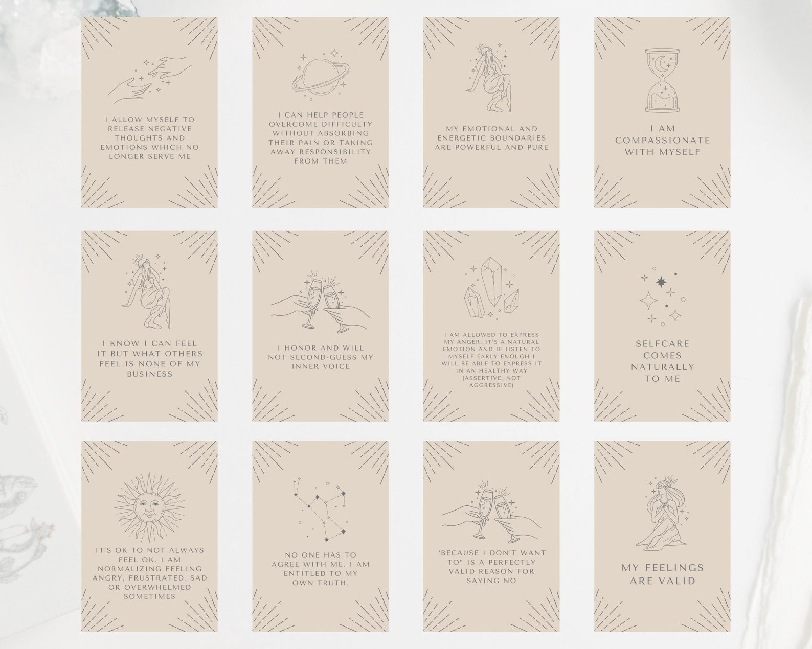 Affirmation Cards Template Canva Boundaries Affirmation - Etsy