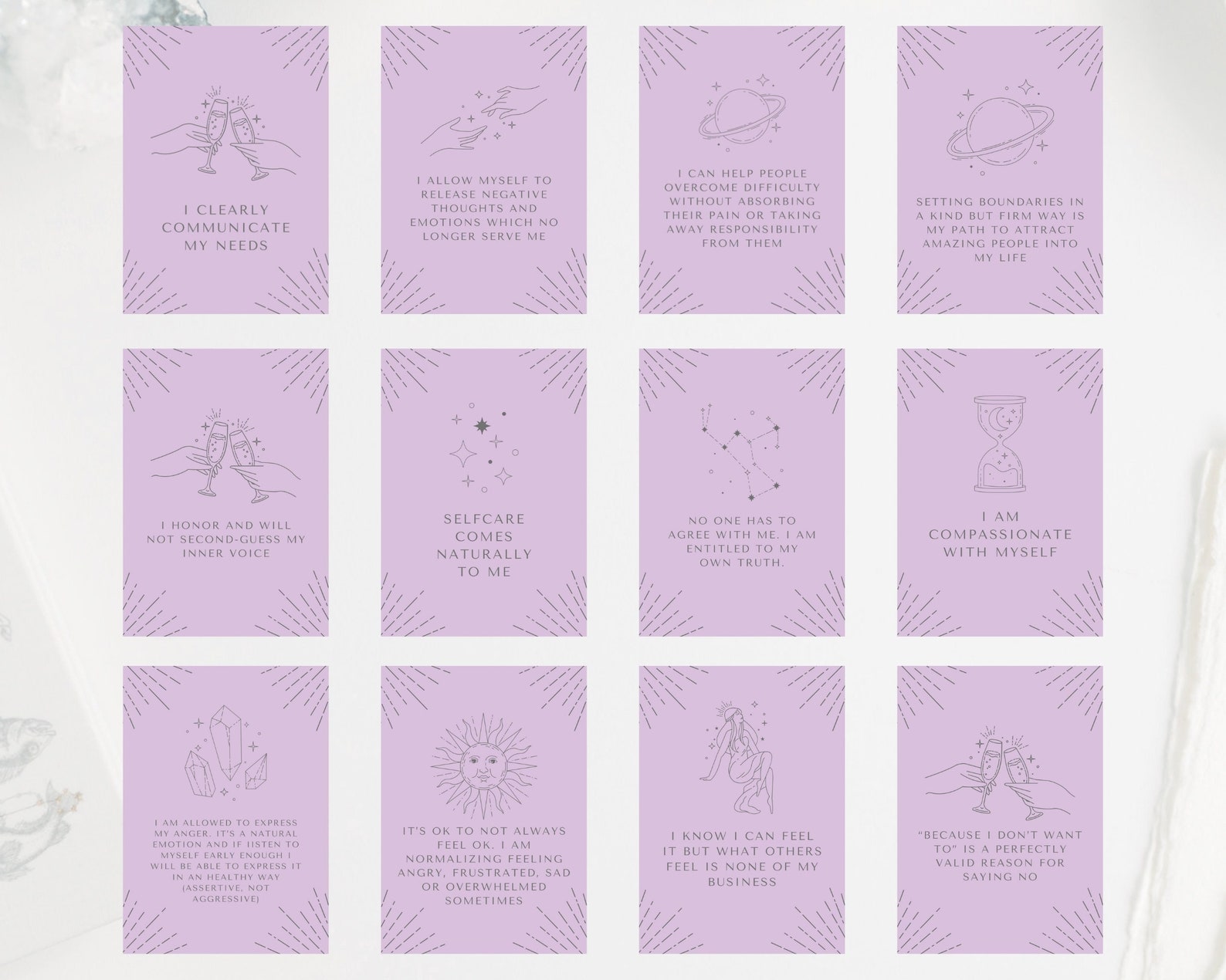 Affirmation Cards Template Canva Boundaries Affirmation - Etsy