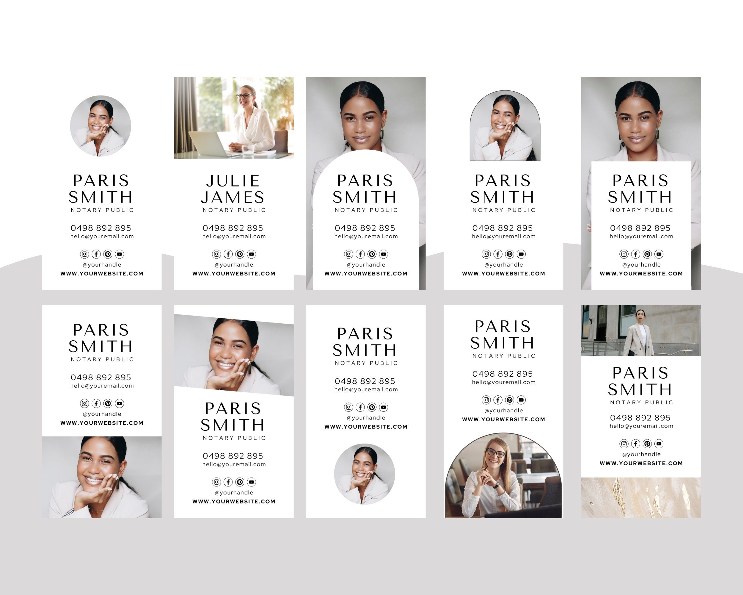 Notary Textable Digital Business Card Bundle, Notary Marketing, Canva ...