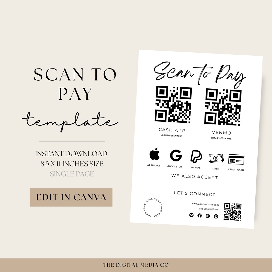 Scan to Pay Sign | QR Code Sign | Storefront Payment Options ...