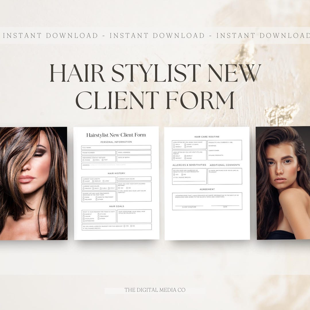 Hairdressing Client Intake Form, Editable Hairstylist Consultation ...