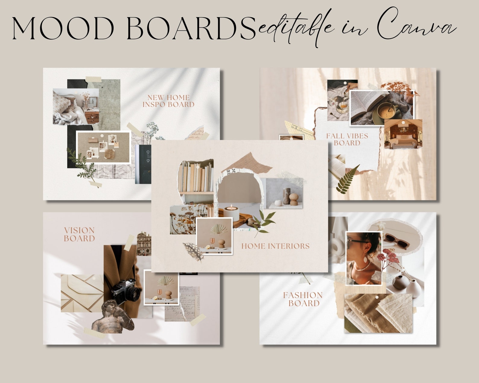 Canva Mood Board Bundle, Canva Vision Board Templates, Editable Mood ...