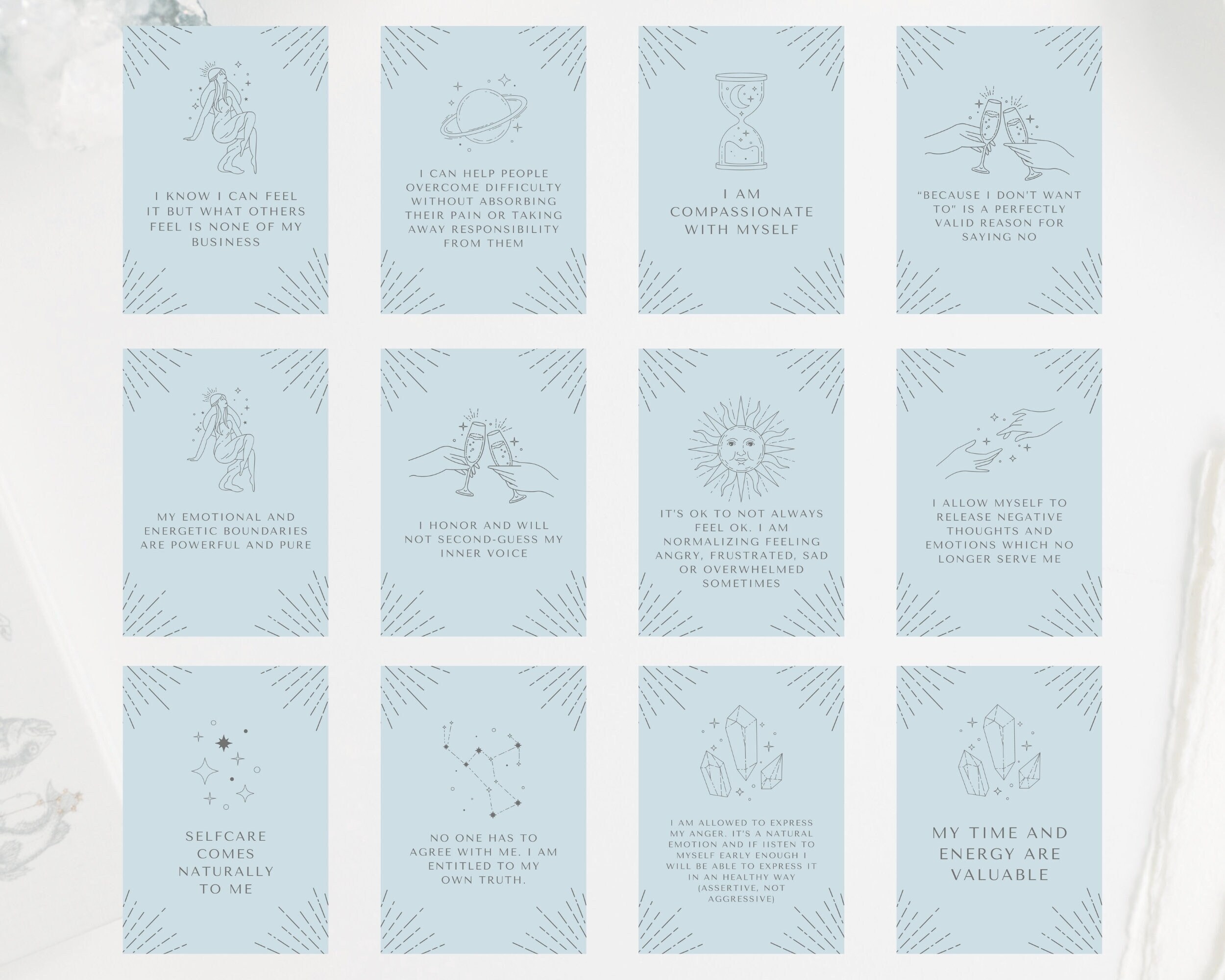 Affirmation Cards Template Canva, Boundaries Affirmation Cards ...