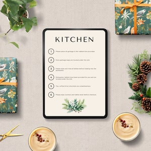 Christmas Airbnb Kitchen Sign Canva Template, Airbnb Printable, Airbnb ...