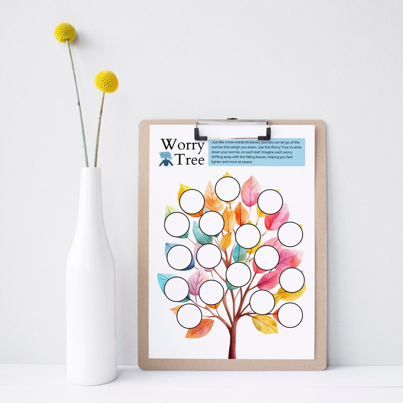 Worry Tree Sheet, Anxiety Worksheet Printable, Canva Page for Kids ...